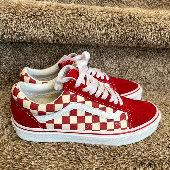 Vans | Shoes | Vans Old Skool Primary Red Checkered Unisex Shoes | Poshmark